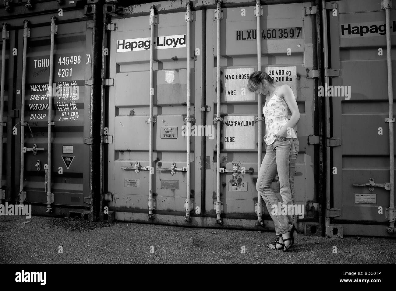 Shipping Container Black and White Stock Photos & Images - Alamy