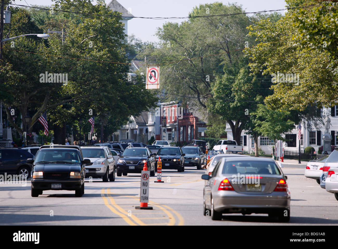 Traffic, Main Street, Sag Harbor, New York Stock Photo - Alamy