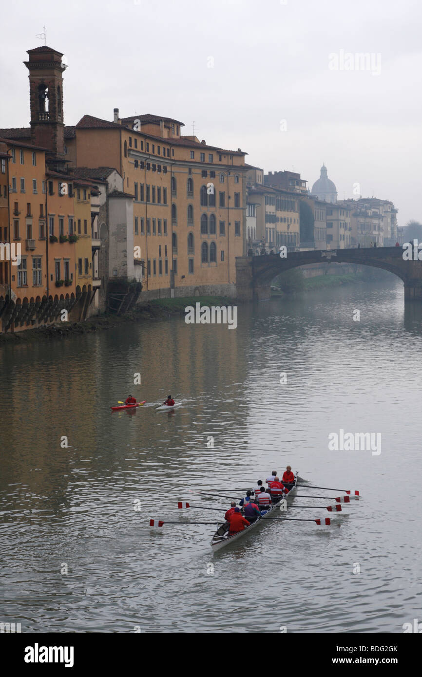 Rowing on the river Arno, Florence, Italy Stock Photo - Alamy