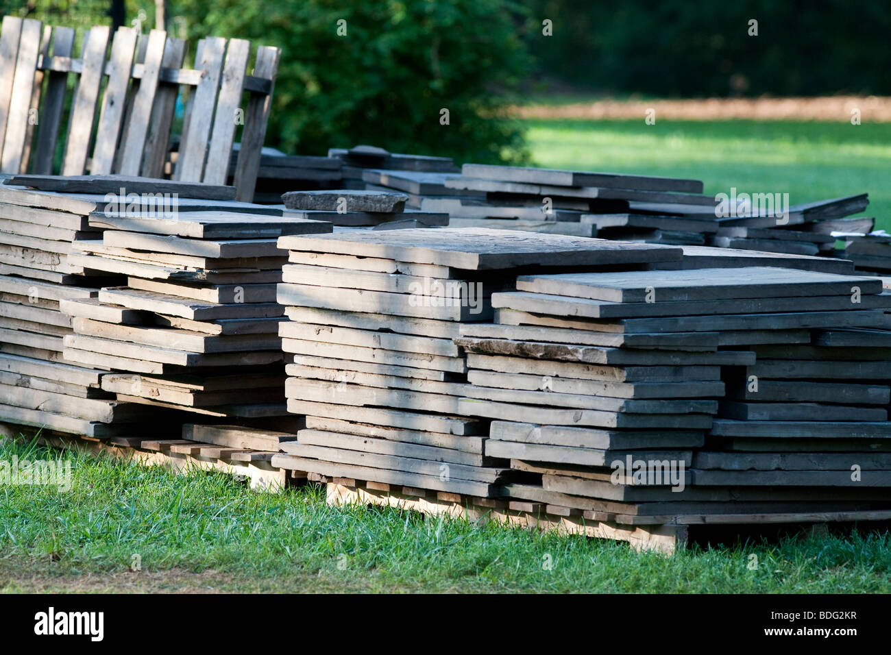 Construction materials rocks and slate for a garden project Stock Photo ...