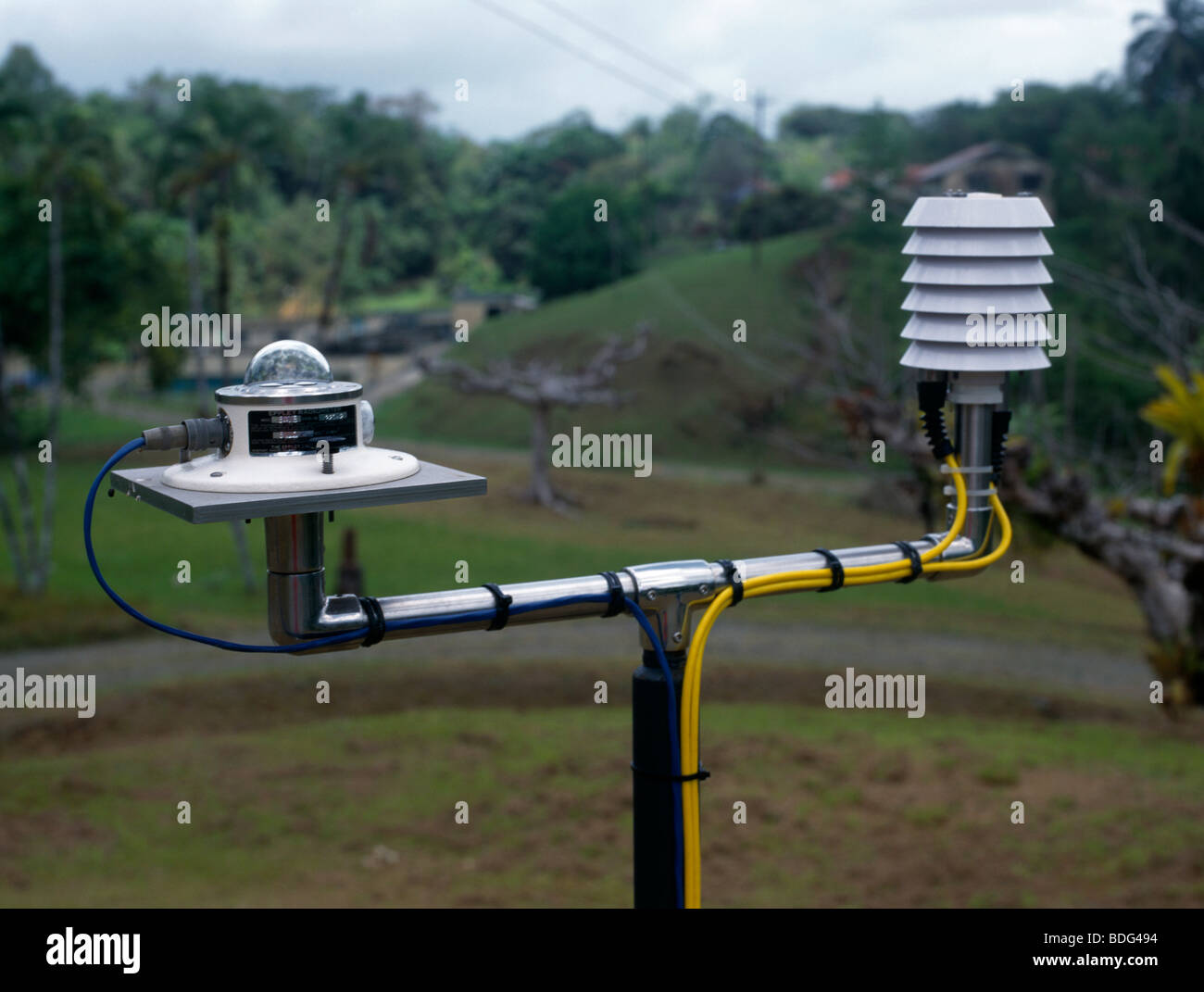 Tobago Solar Powered Weather Station - Gauge Stock Photo - Alamy