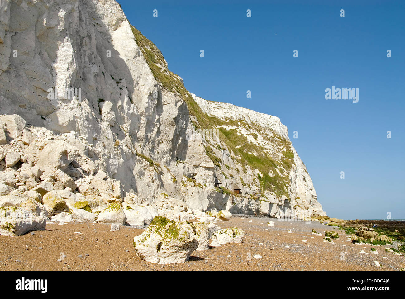 View over the beach the White Cliffs Nature Resort at Dover, South East ...