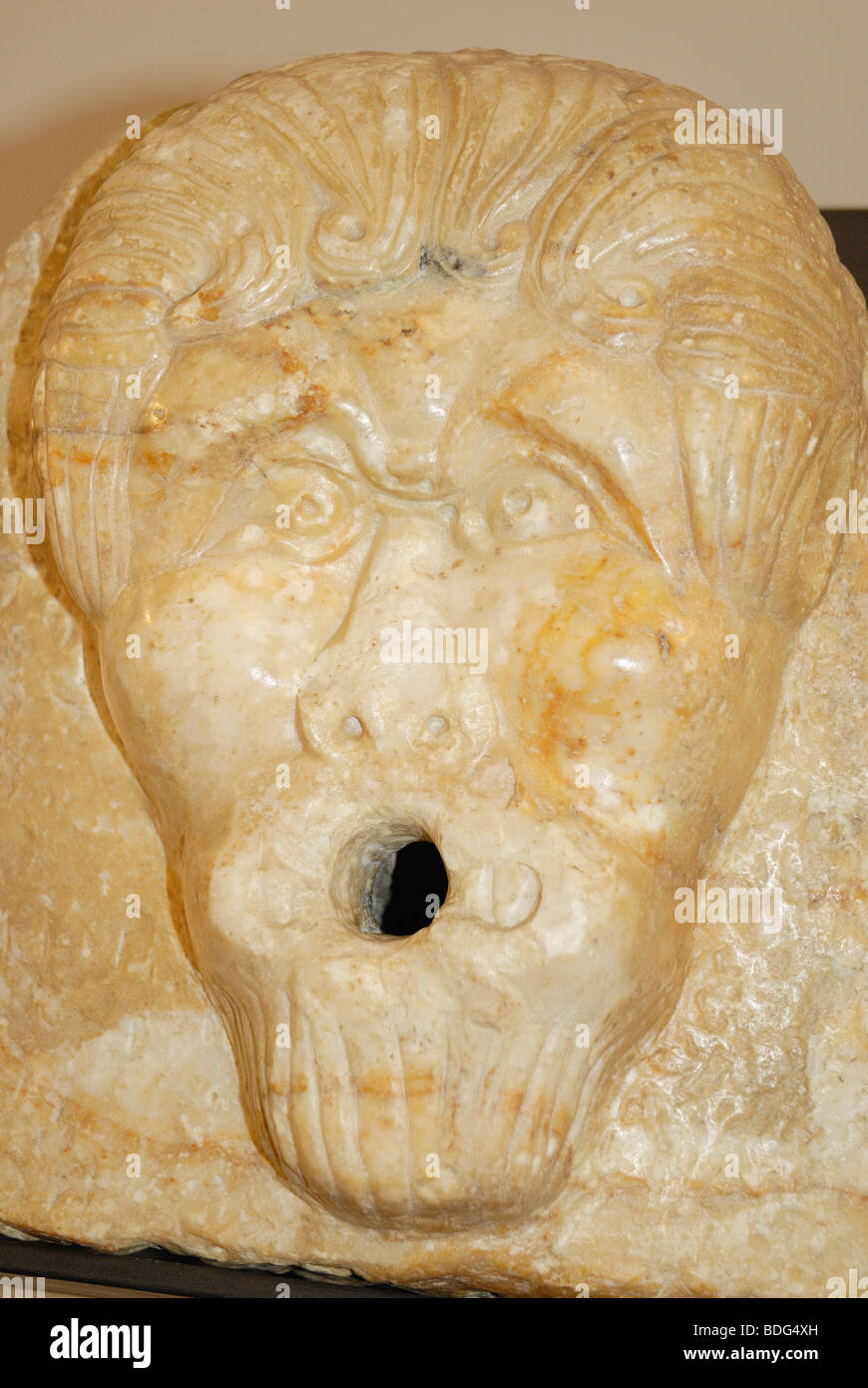 Norman Stone sculpture, face of a man as rain spout, State Museum ...