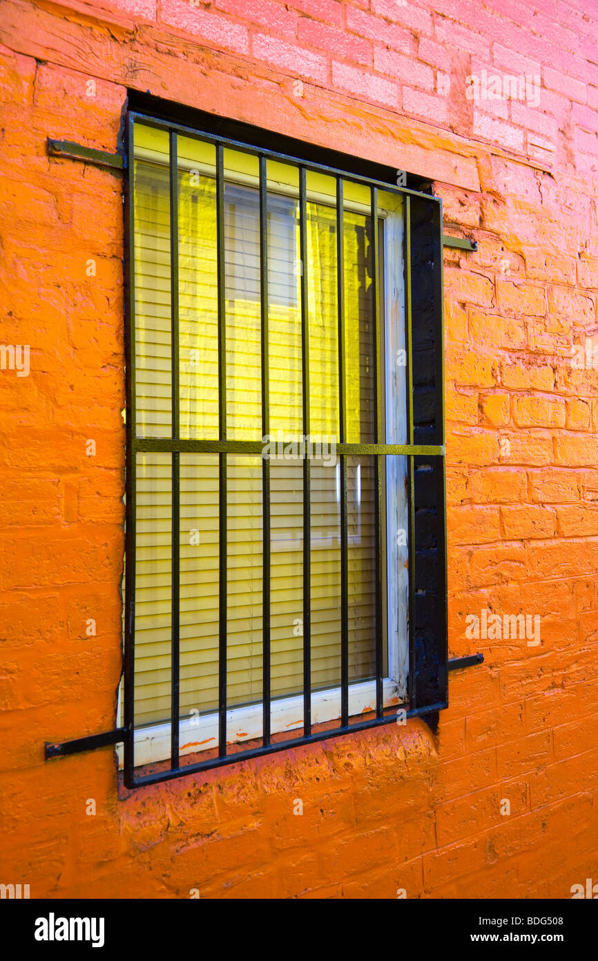 Brightly coloured wall with window in the hidden lane in Finnieston ...