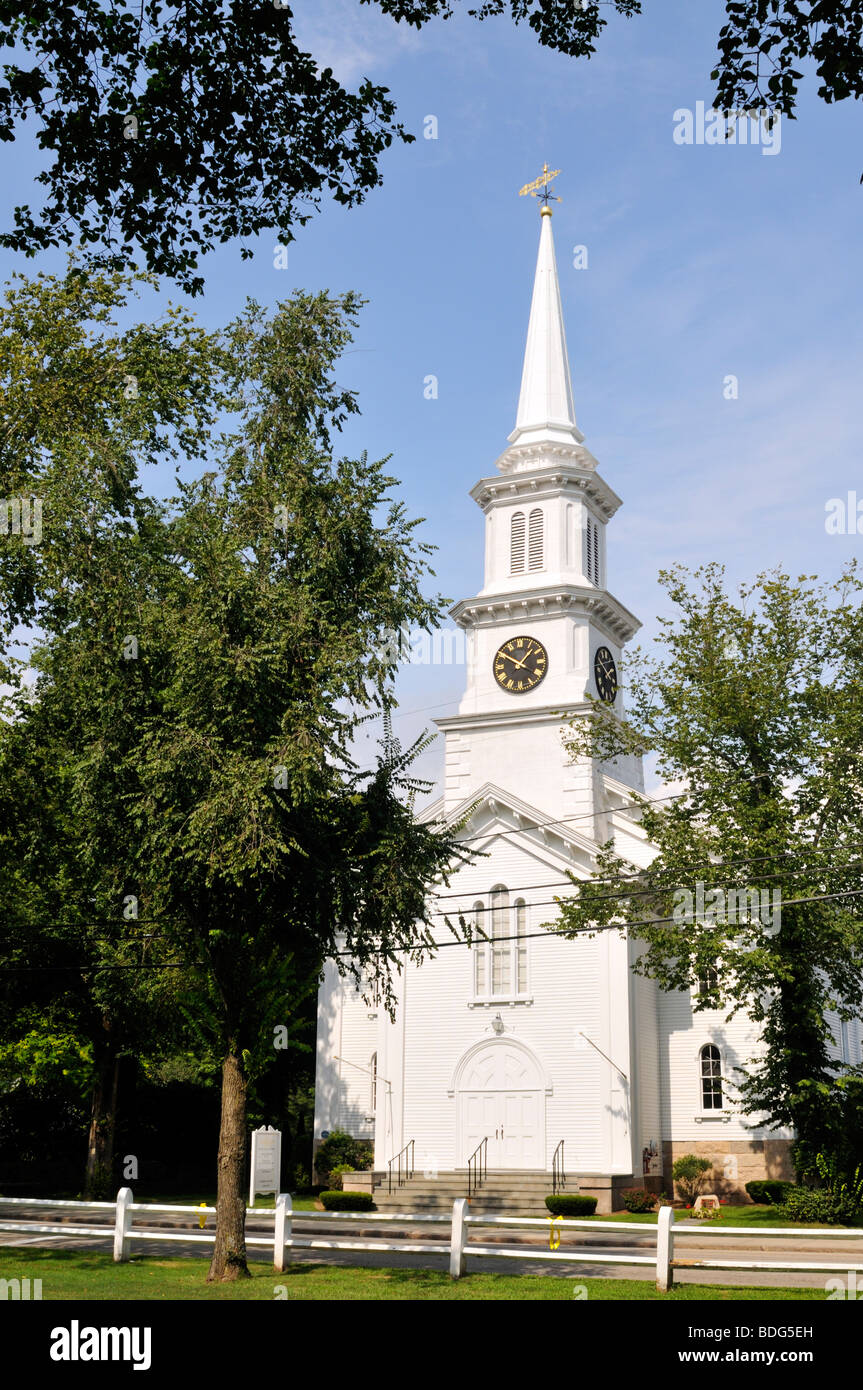 Historic Wood Congregational church in downtown Falmouth, Cape Cod, MA ...