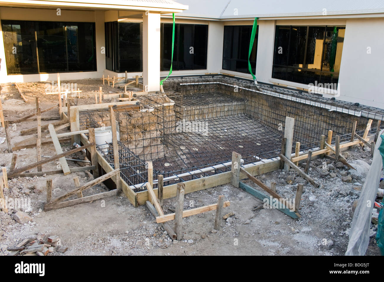 Steelwork and forming for a new swimming pool Stock Photo - Alamy