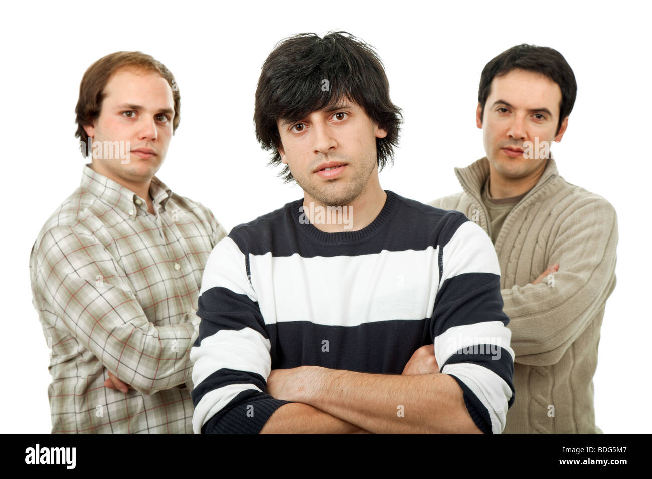 three casual men isolated on white background Stock Photo - Alamy