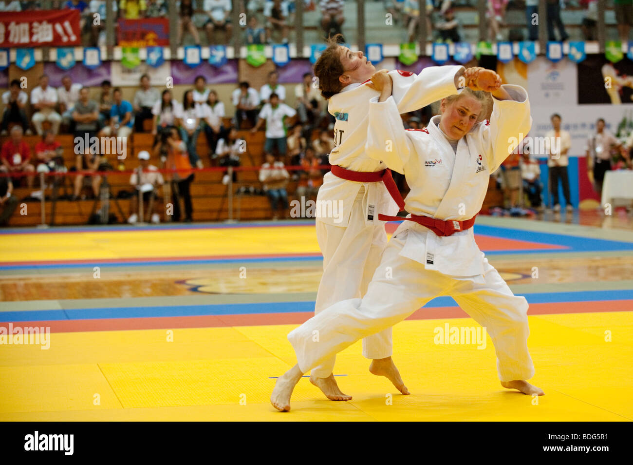 Maria Schreil and Marion Tremel of Austria battle it out in Ju-Jitsu ...