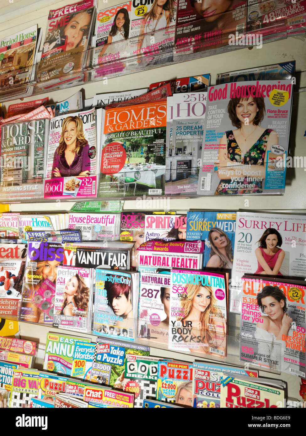 Magazines on Display in Newsagents Stock Photo - Alamy