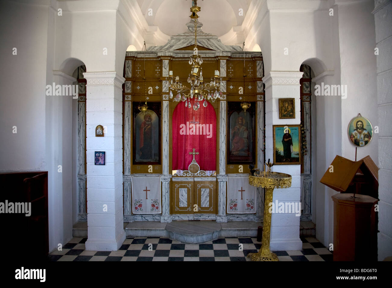 Inside of chapel close to Agias Triadas Monastery of the Holy Trinity ...