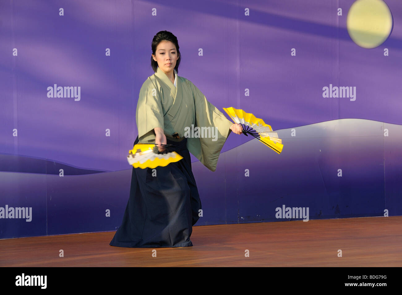 Fan dance, Nihon Buyo, at the Cherry Blossom Festival, Hanami in Kyoto ...