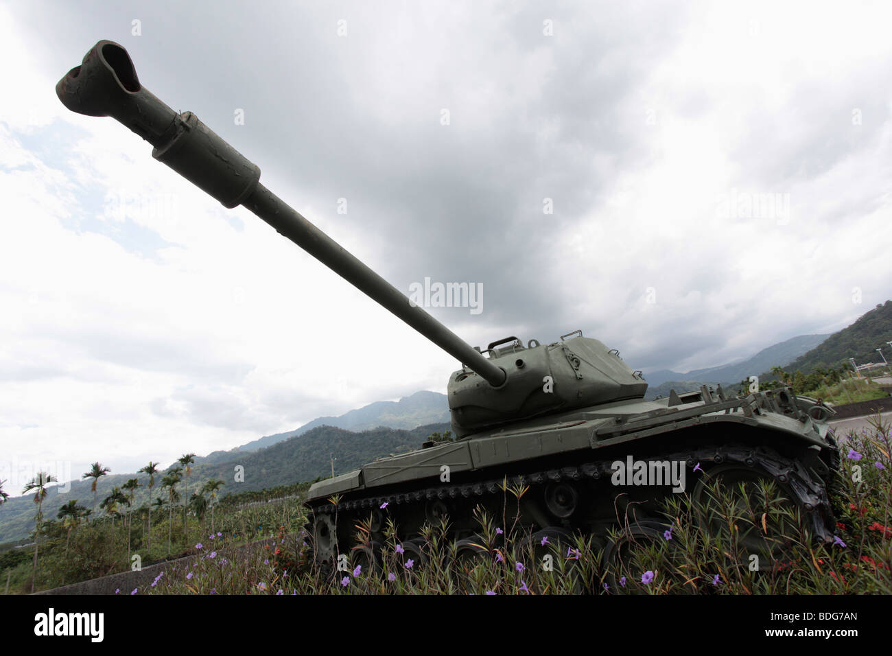 Tank displays in field Stock Photo - Alamy