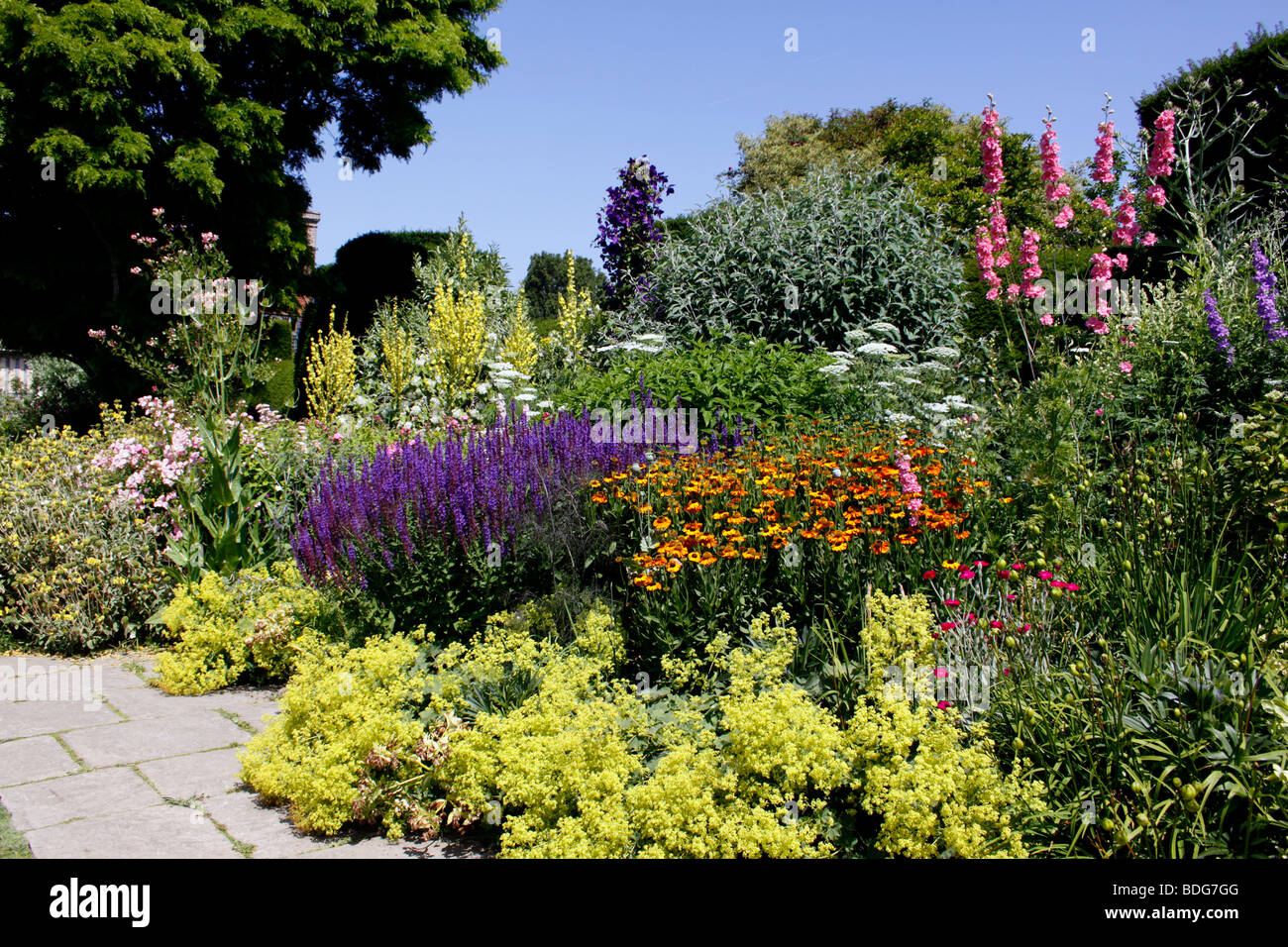 A COLOURFUL SUMMER FLOWER BORDER IN AN ENGLISH COUNTRY GARDEN Stock ...