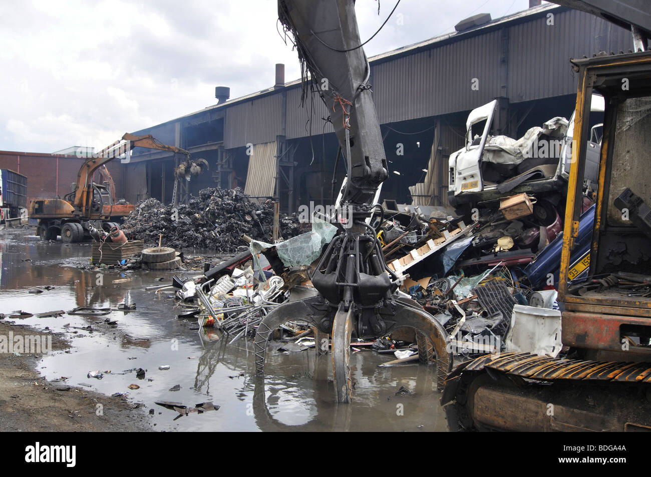 Scrap metal recycling operation in United Kingdom showing a variety of ...