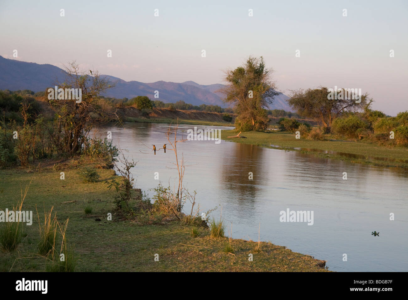 Zambia, Lower Zambesi National Park , Chongwe River Camp .Sunset Stock ...