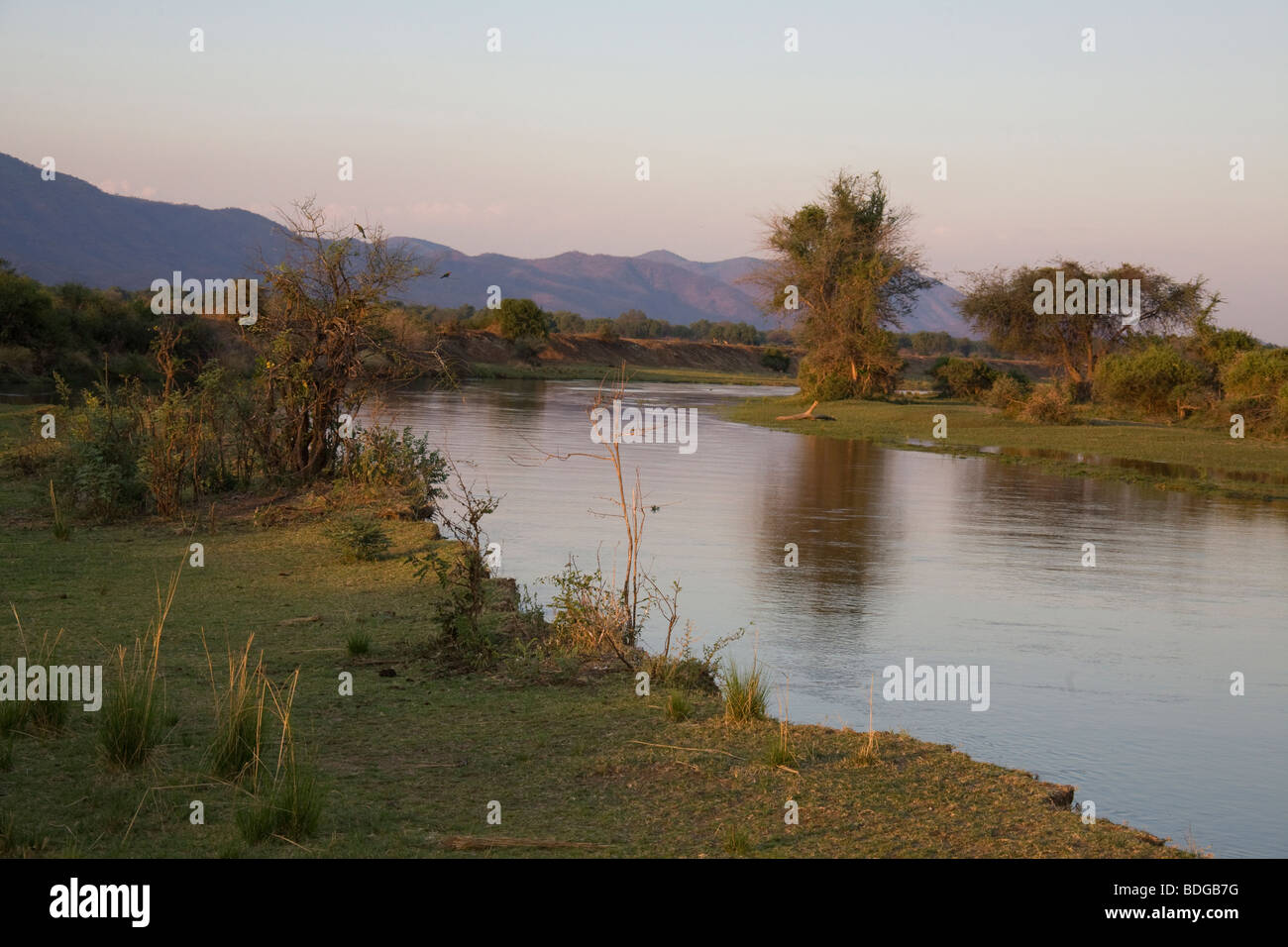 Zambia, Lower Zambesi National Park , Chongwe River Camp .Sunset Stock ...