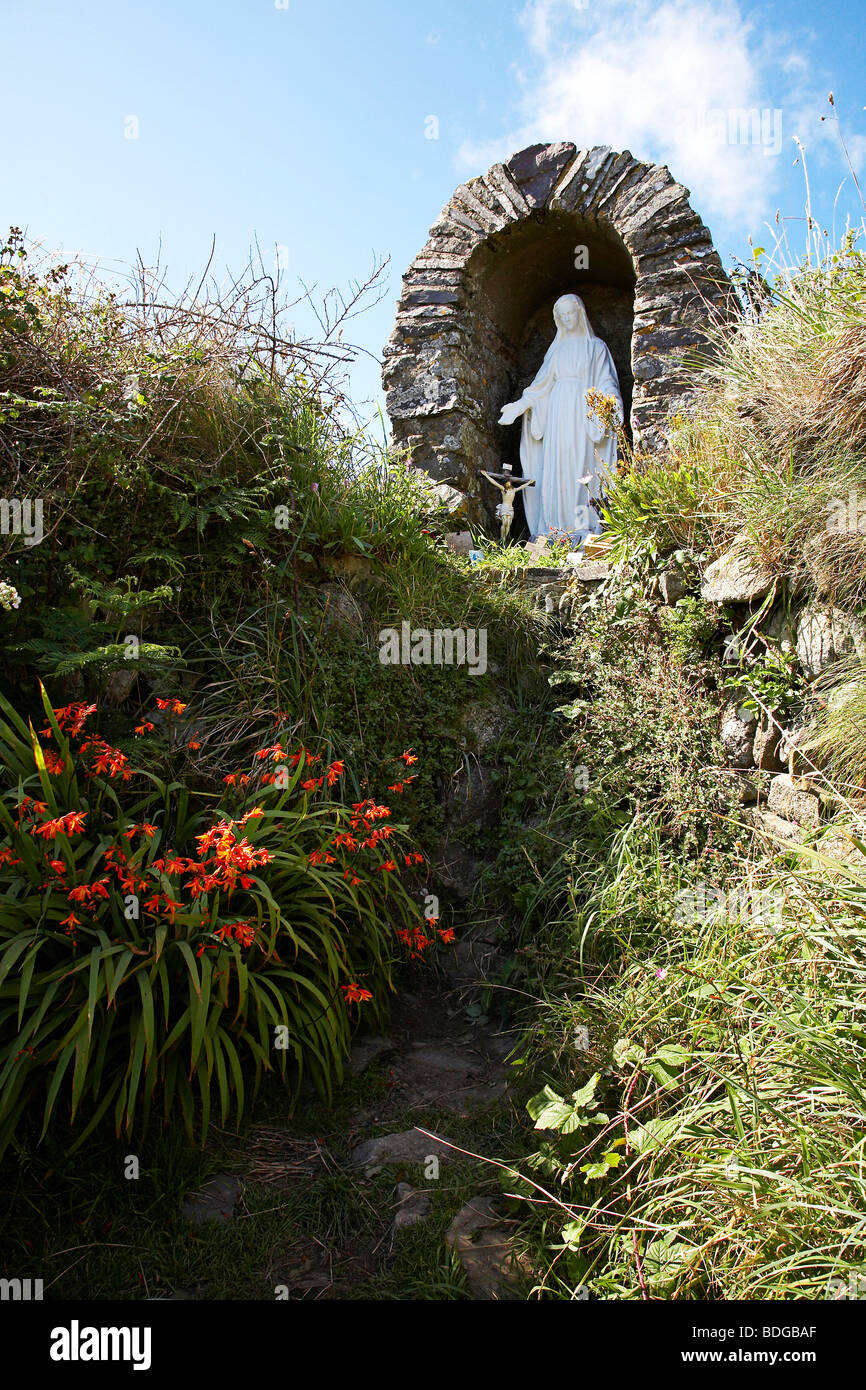 Shrine to St Non, the mother of St David, along the coastal path near ...