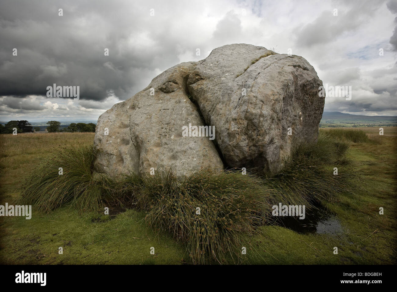 The big stone, the great stone of Fourstones, covered in ancient and ...