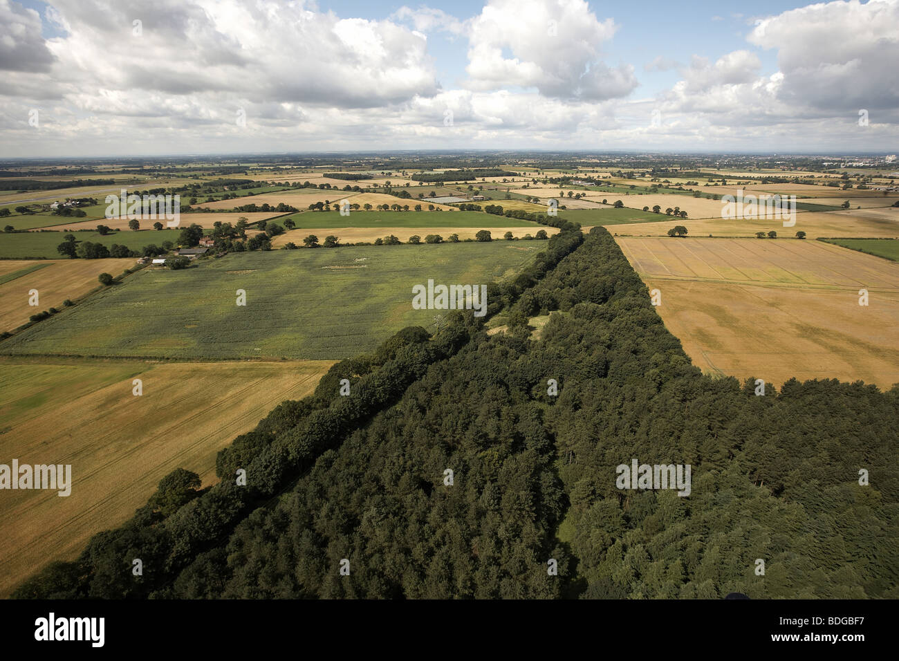 Aerial view of farmland the Vale of York, North Yorkshire, UK Stock ...