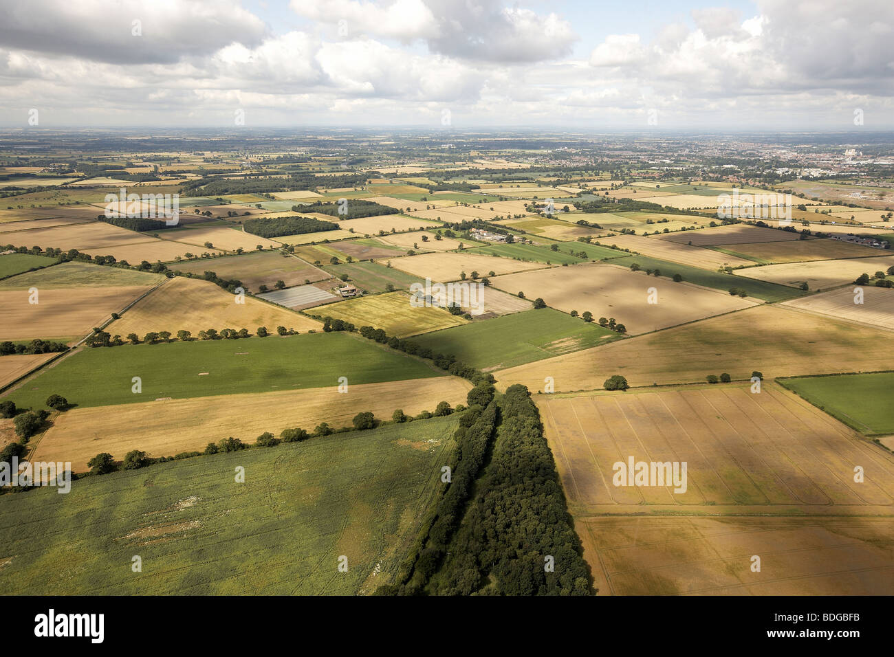 Aerial view of farmland the Vale of York, North Yorkshire, UK Stock ...