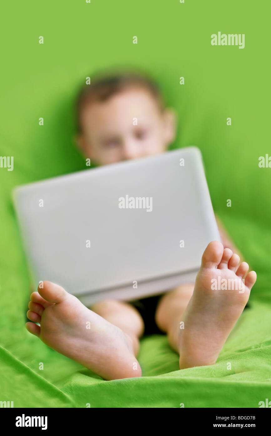 child with laptop Stock Photo - Alamy