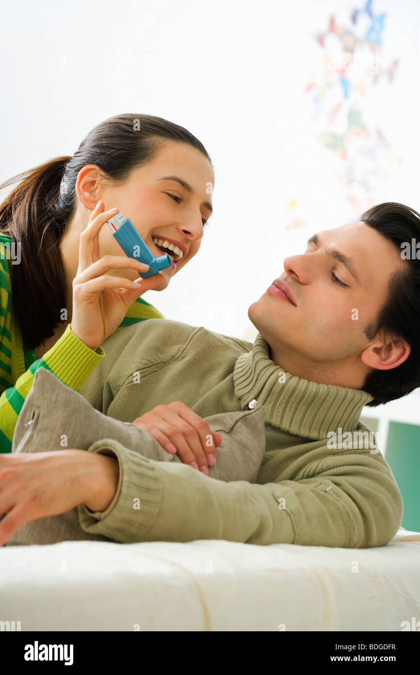 ASTHMA TREATMENT, MAN Stock Photo - Alamy