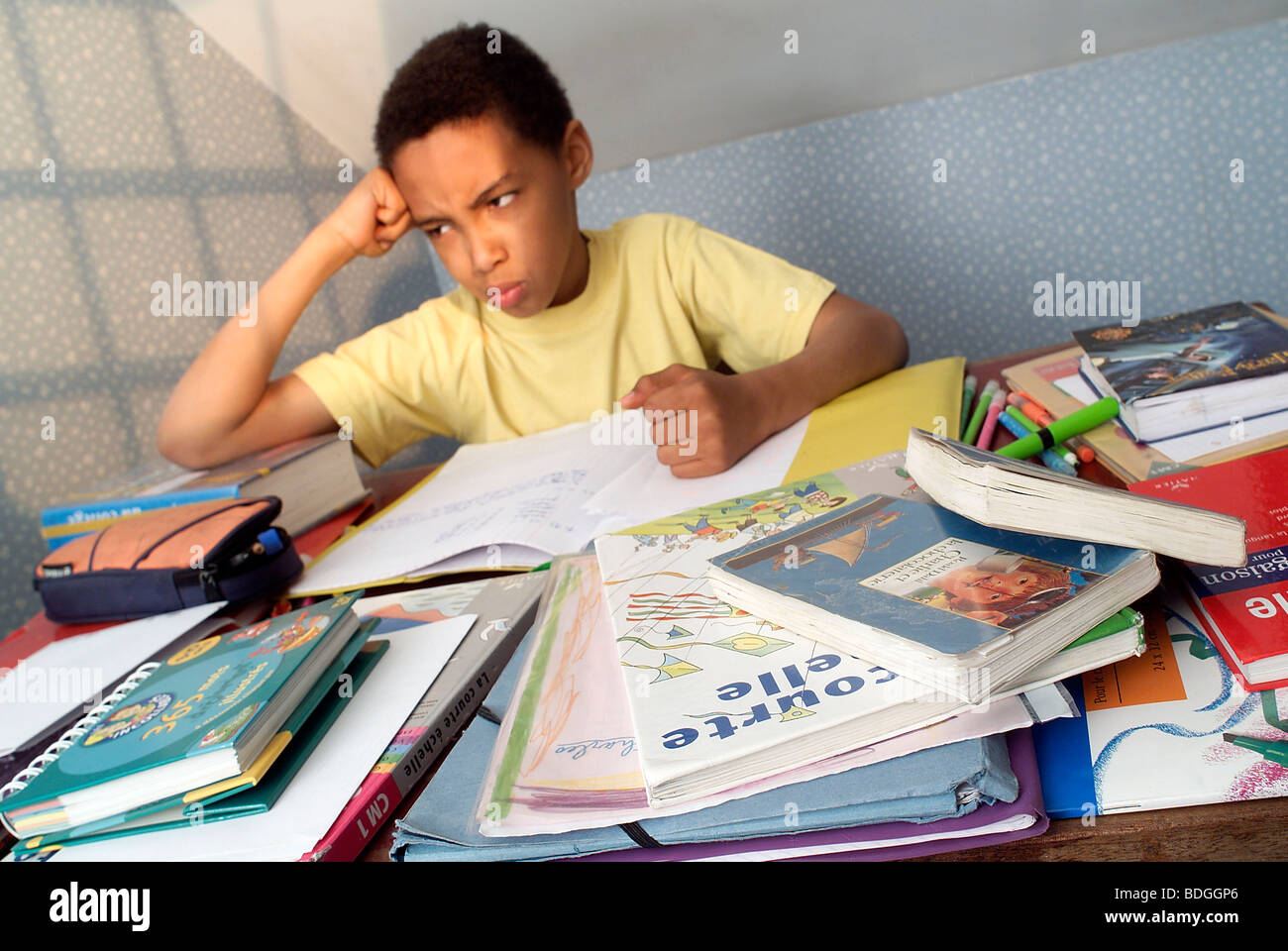 CHILD DOING HOMEWORK Stock Photo - Alamy