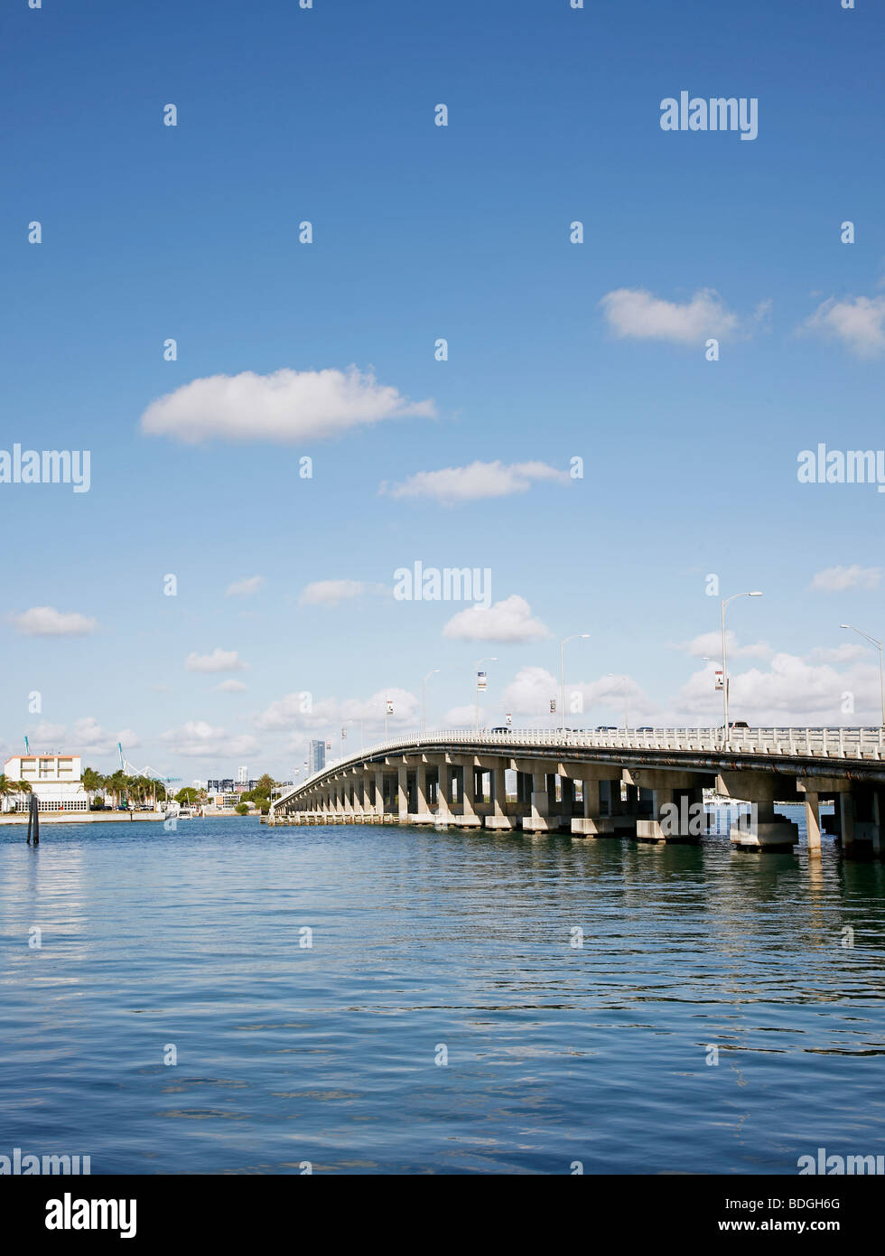 Bridge in Miami crossing from South Beach to Miami Downtown Stock Photo ...