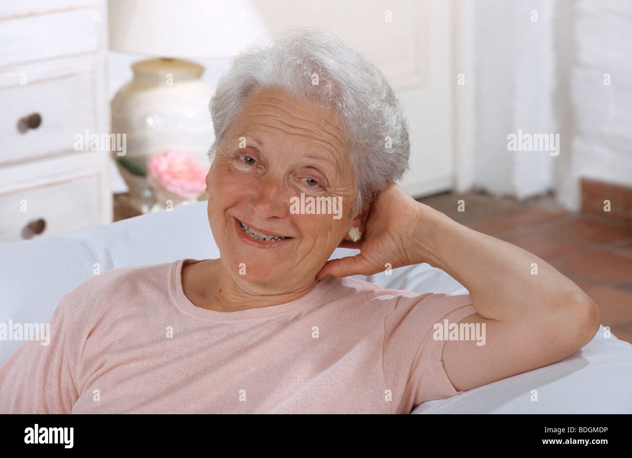 PORTRAIT OF -65 YR-OLD WOMAN Stock Photo - Alamy