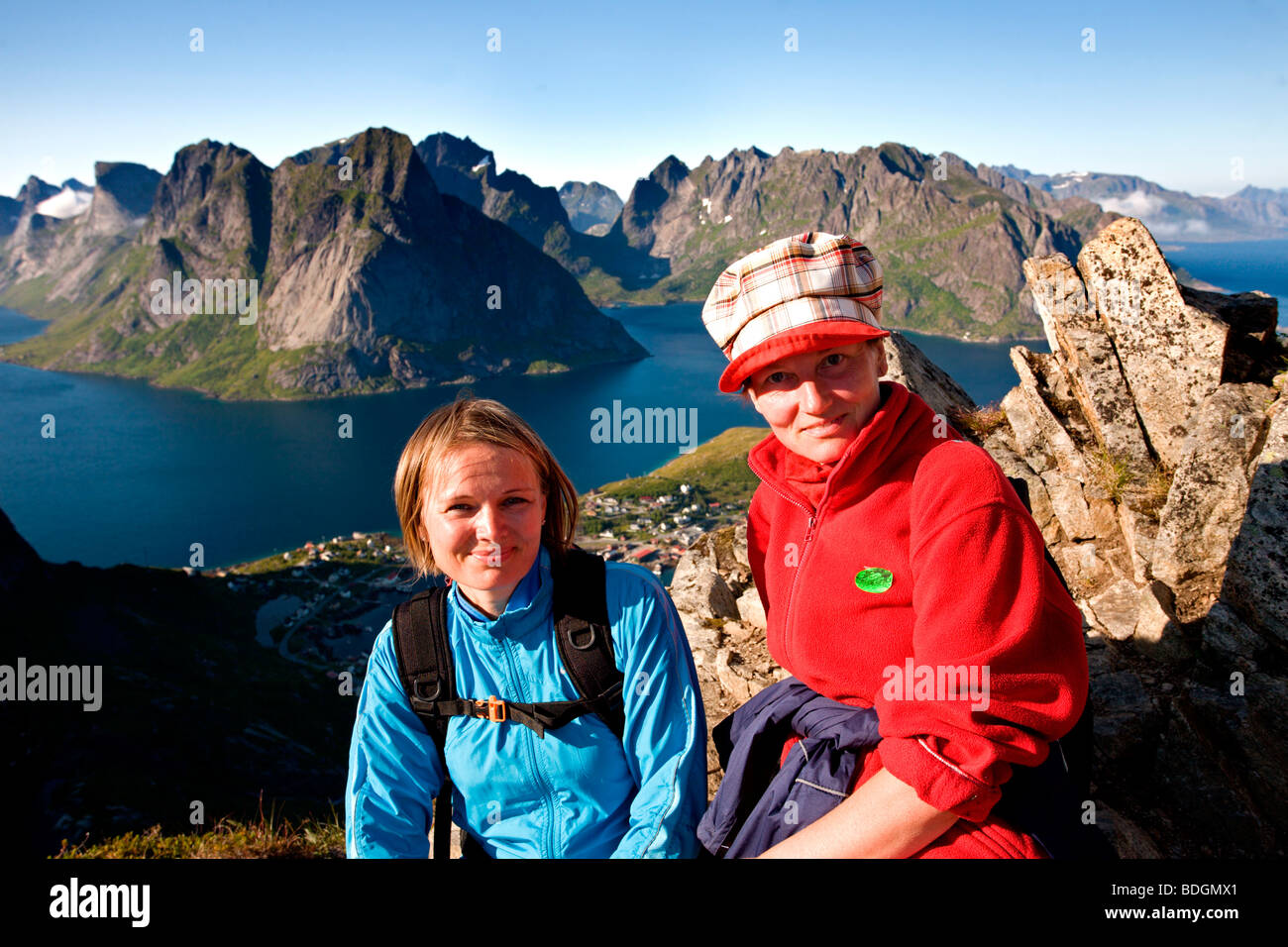Moskenes Island: Reinebringen: View to Reine and Hamnøy Stock Photo - Alamy