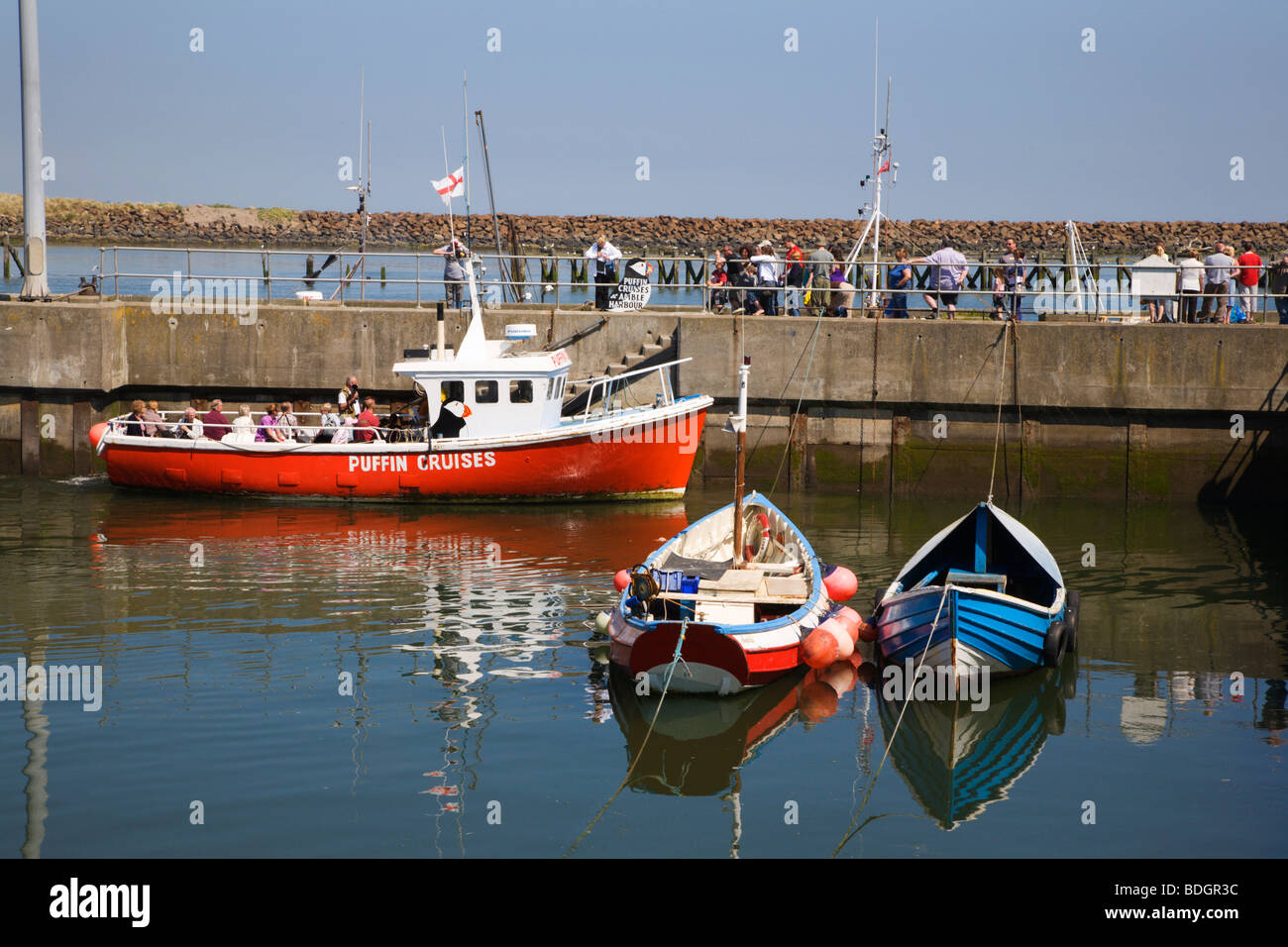 Puffin Cruises Boat in the Harbour Amble Northumberland England Stock ...