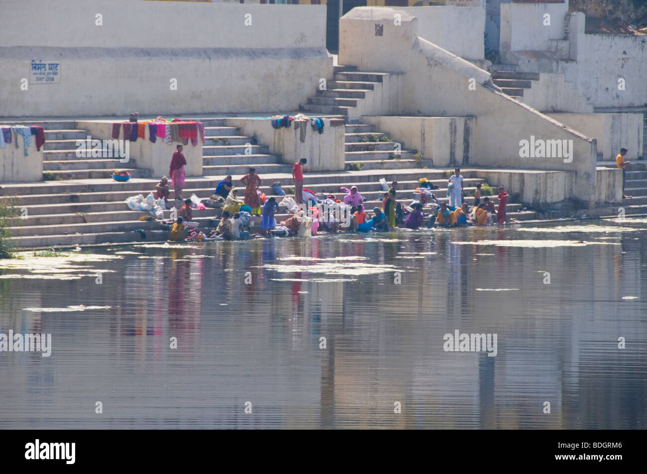Indian Women Washing Clothes Lake Pichola Udaipur Rajasthan India