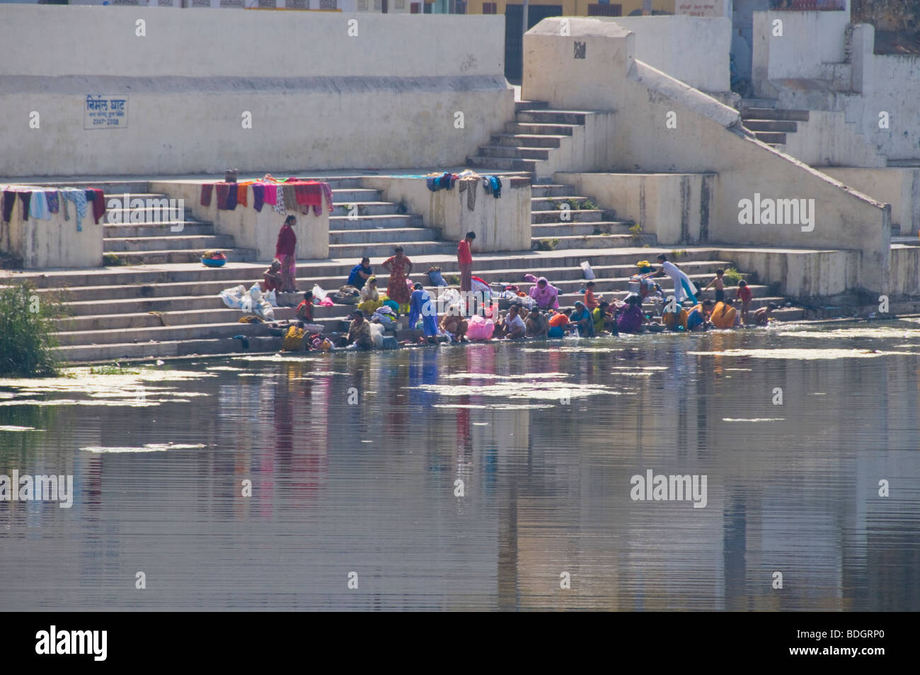 Indian Women Washing Clothes Lake Pichola Udaipur Rajasthan India
