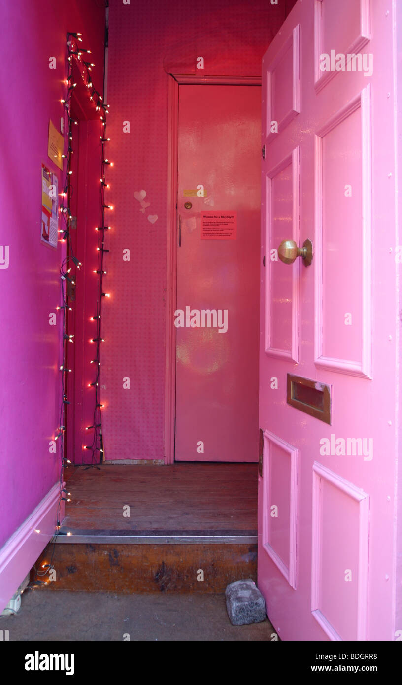 pink door doorway colour color bright entrance hall hallway exterior ...