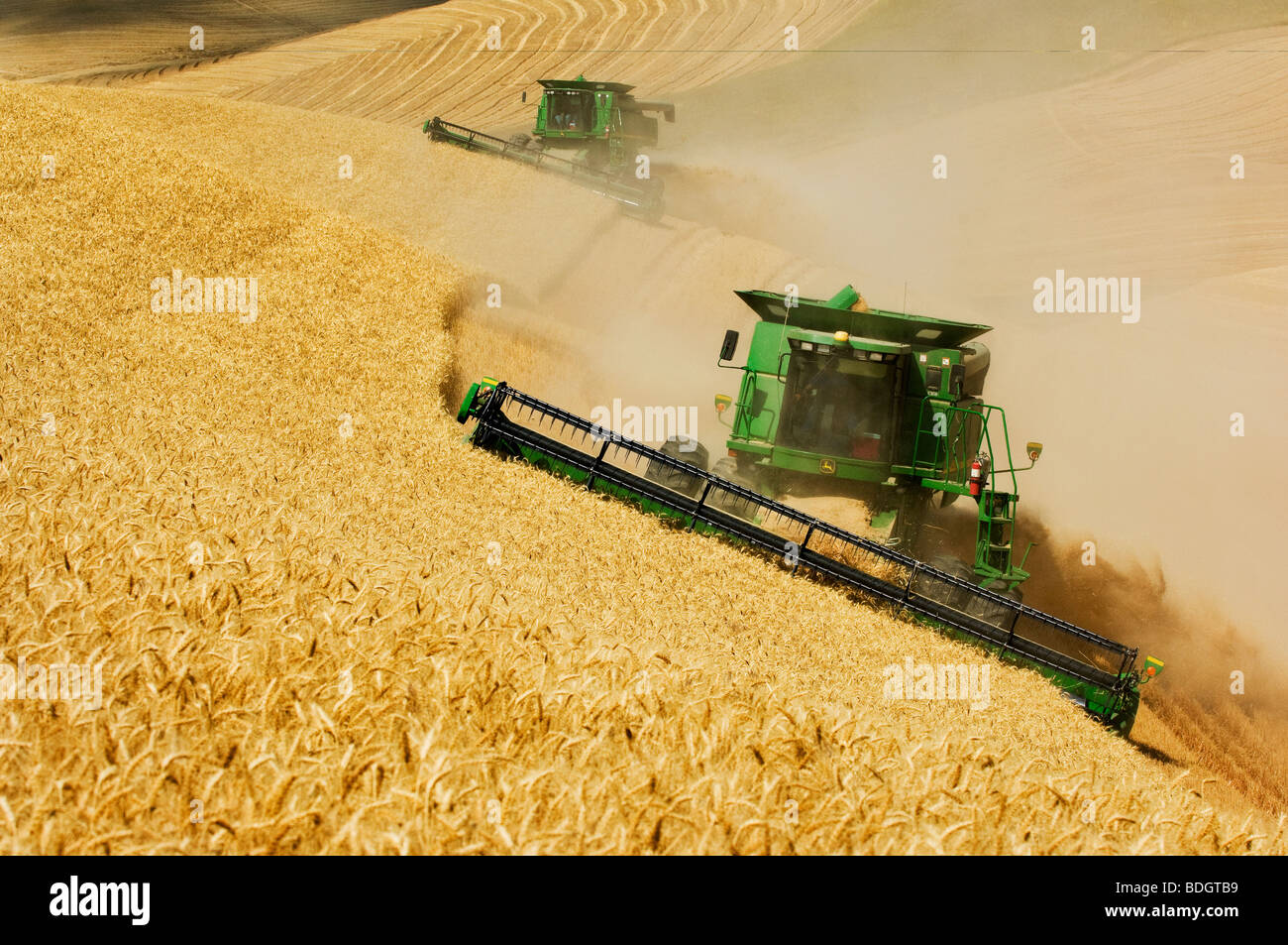 John Deere Combine Harvesting Wheat