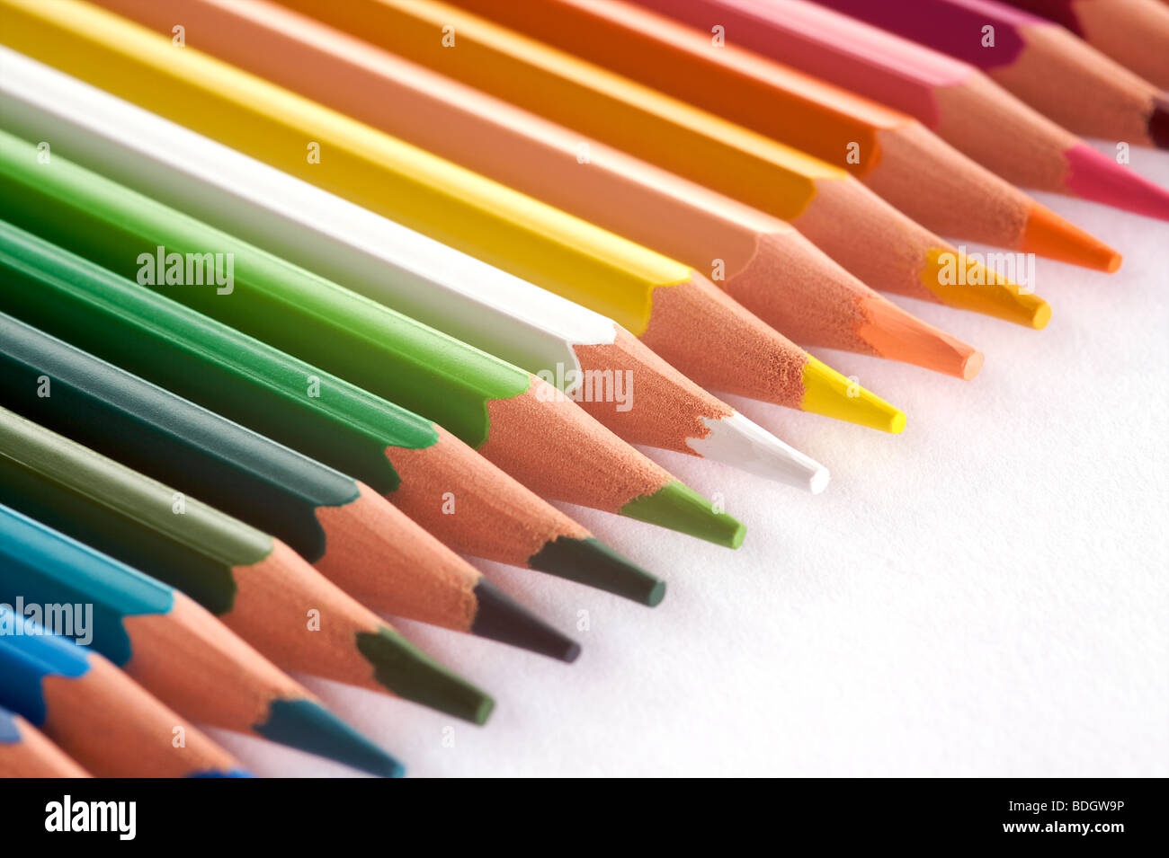 a row of sharp coloring pencils Stock Photo - Alamy