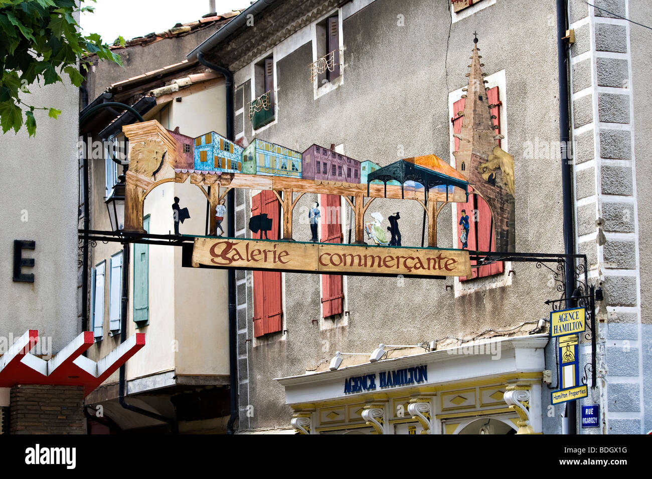 Overhead sign at entrance to main square Stock Photo - Alamy