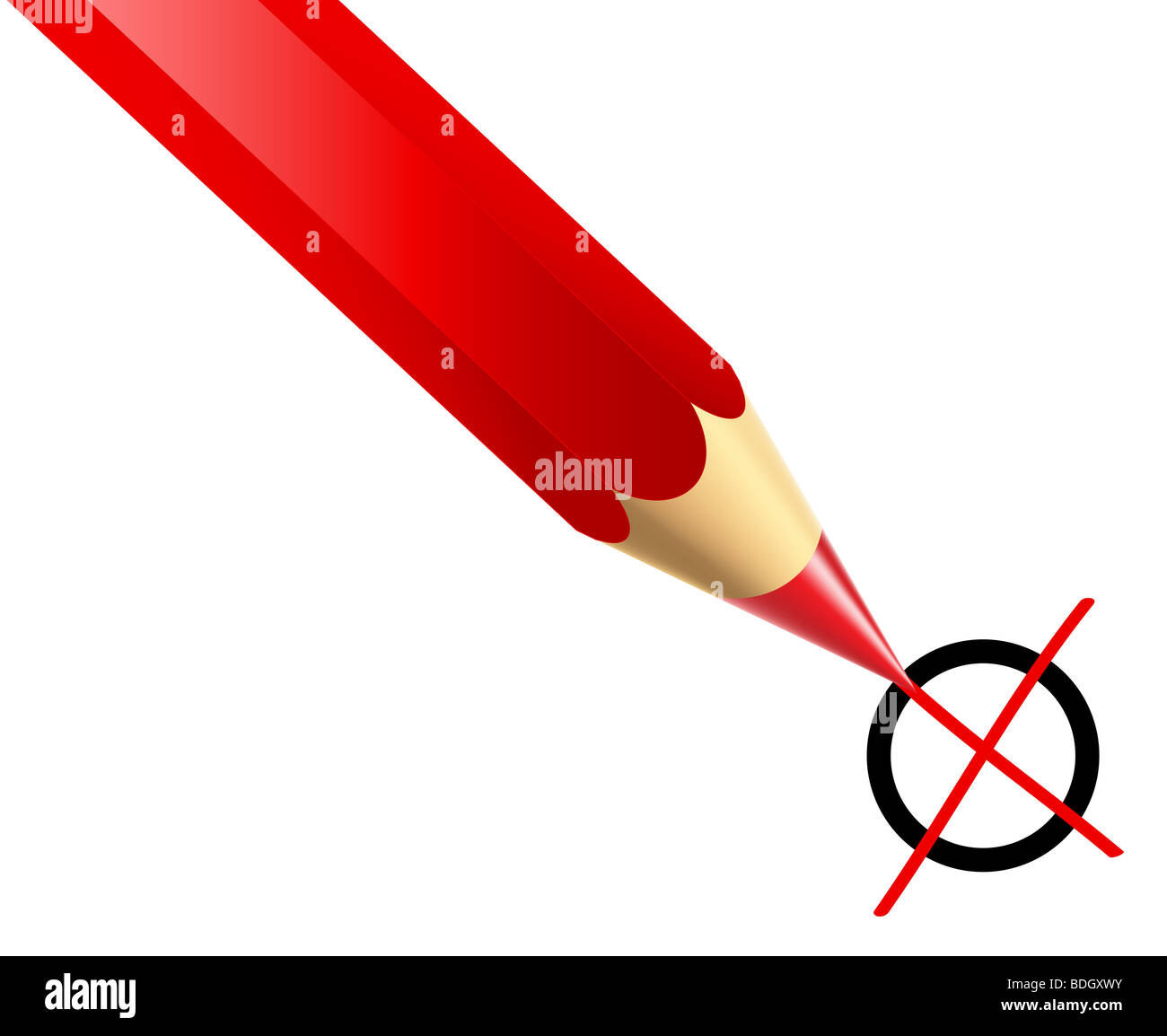 a Illustration of a red pencil marking x Stock Photo - Alamy