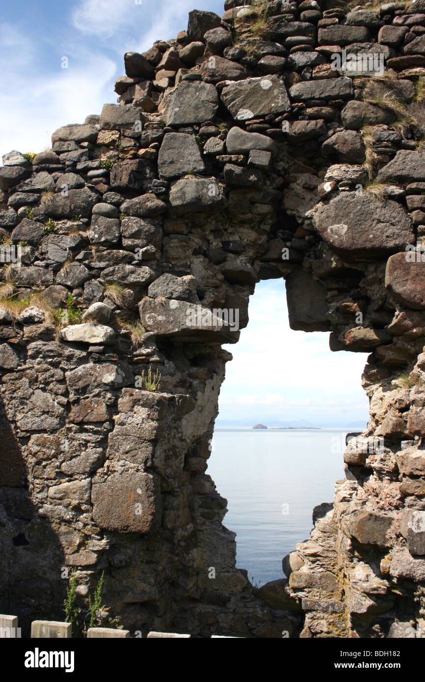 looking to the Outer Hebrides from the ruins of Duntulm Castle,the ...