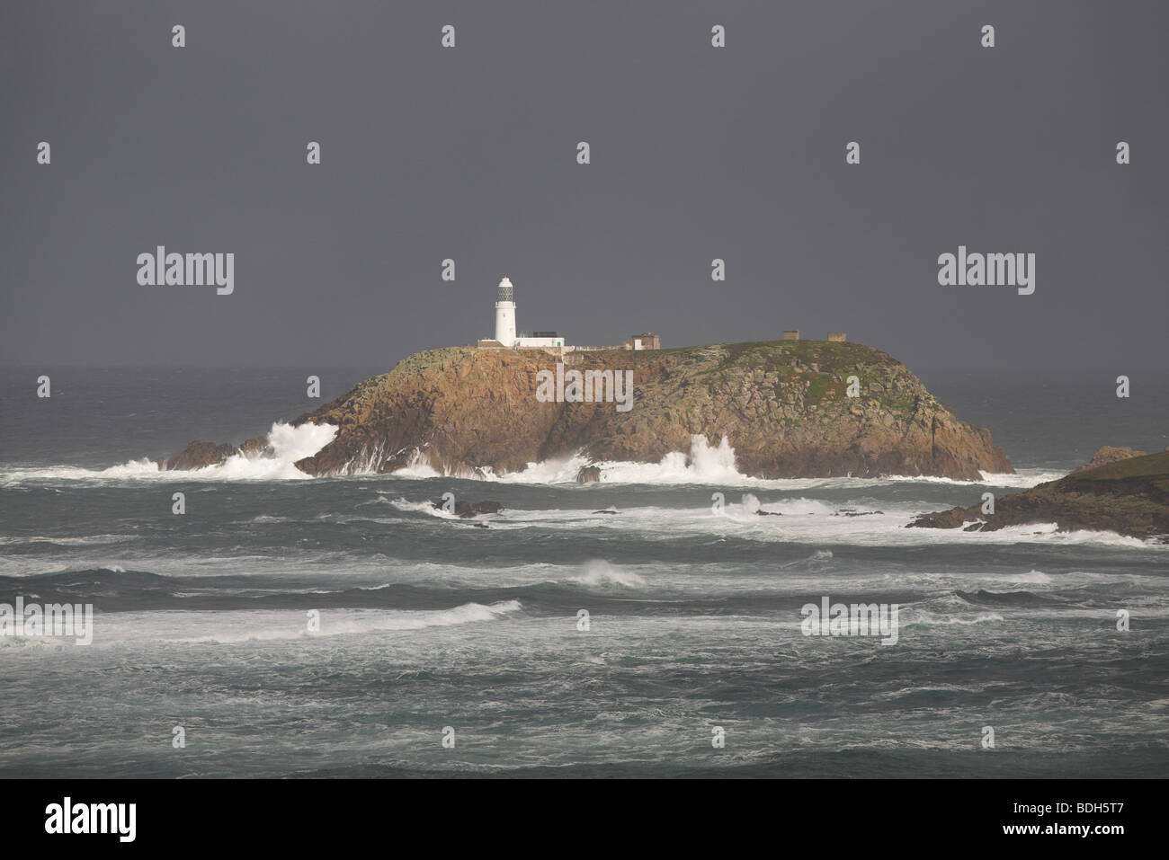 Stormy Weather Winter Round Island Lighthouse Isles of Scilly scillies ...