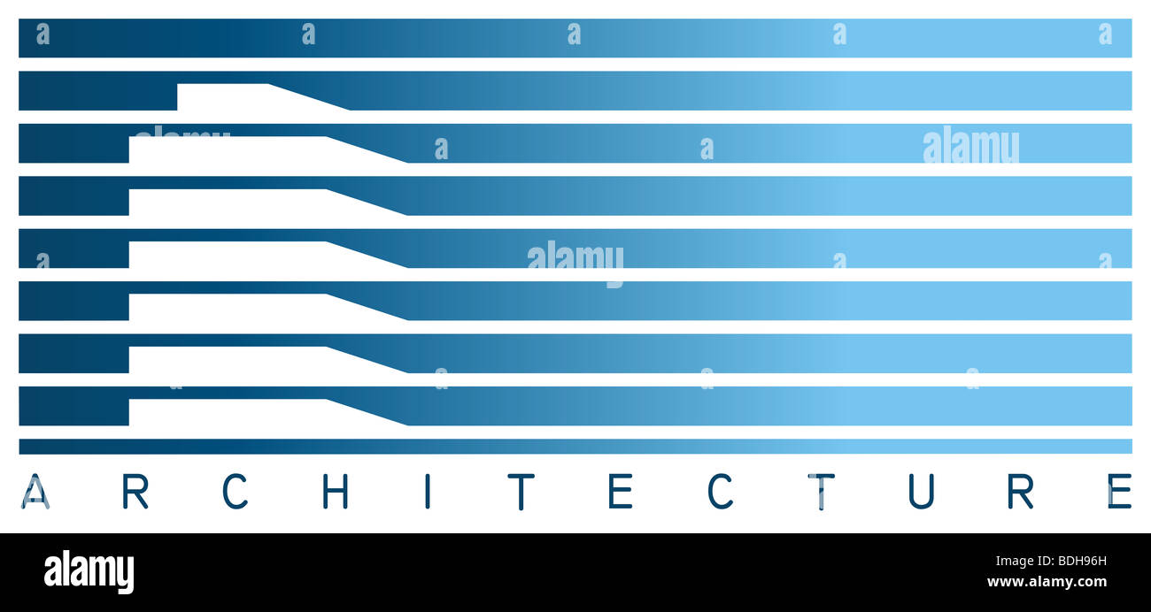 Blue and white lines forming a building Stock Photo - Alamy