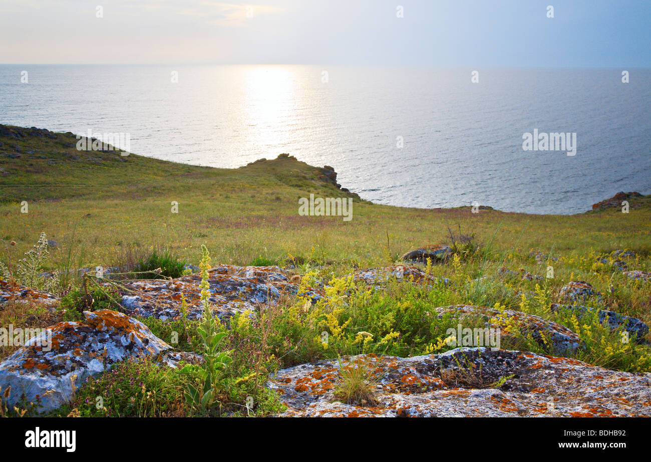 Night sea coast view with moon reflection path Stock Photo - Alamy
