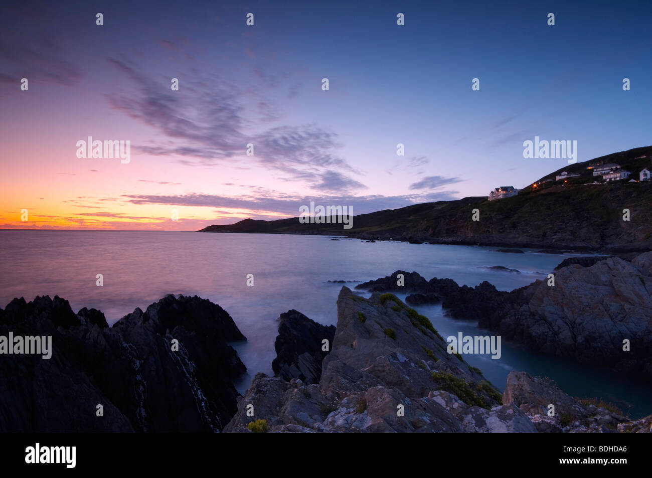 Atmospheric sunset over Morte Point at Woolacombe on the North Devon ...