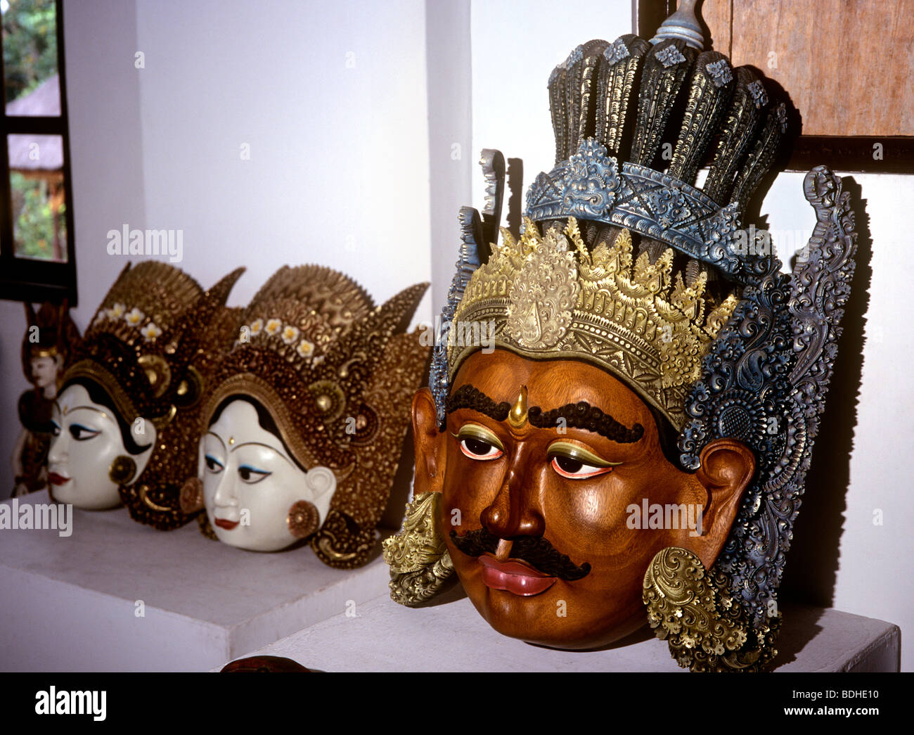 Indonesia, Bali, Crafts, Goa Gajah, Ngurah Umum showroom, carved wooden ...