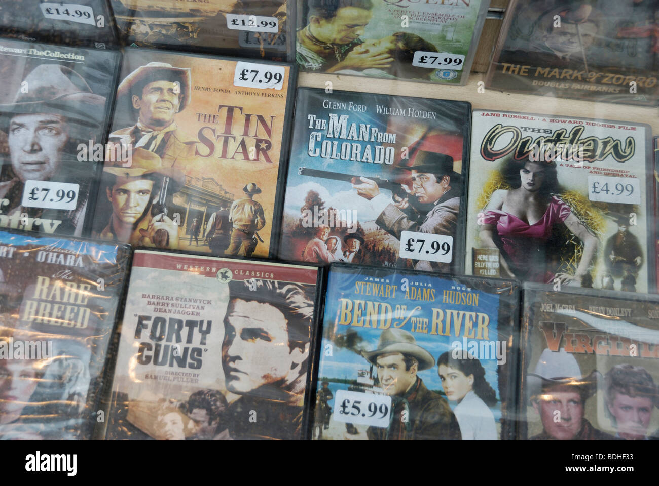 American western movie DVDs in shop window display Stock Photo - Alamy