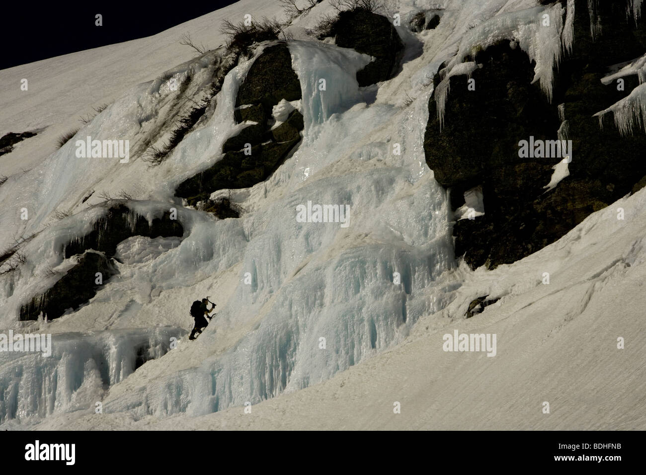 An ice climber ascends Tuckerman Ravine on Mt. Washington in the White ...