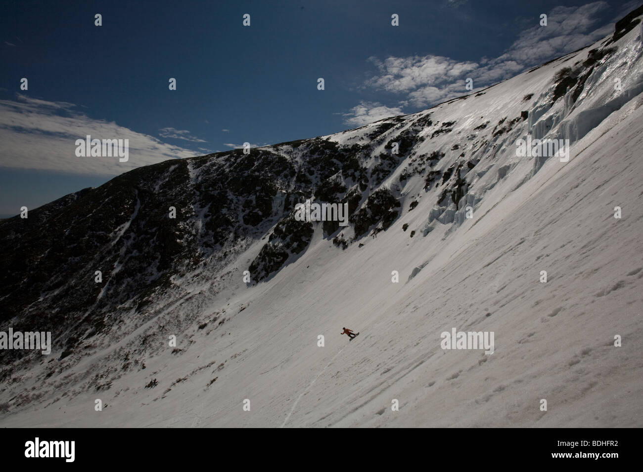 Skiing Tuckerman Ravine on Mt. Washington in the White Mountains of New ...