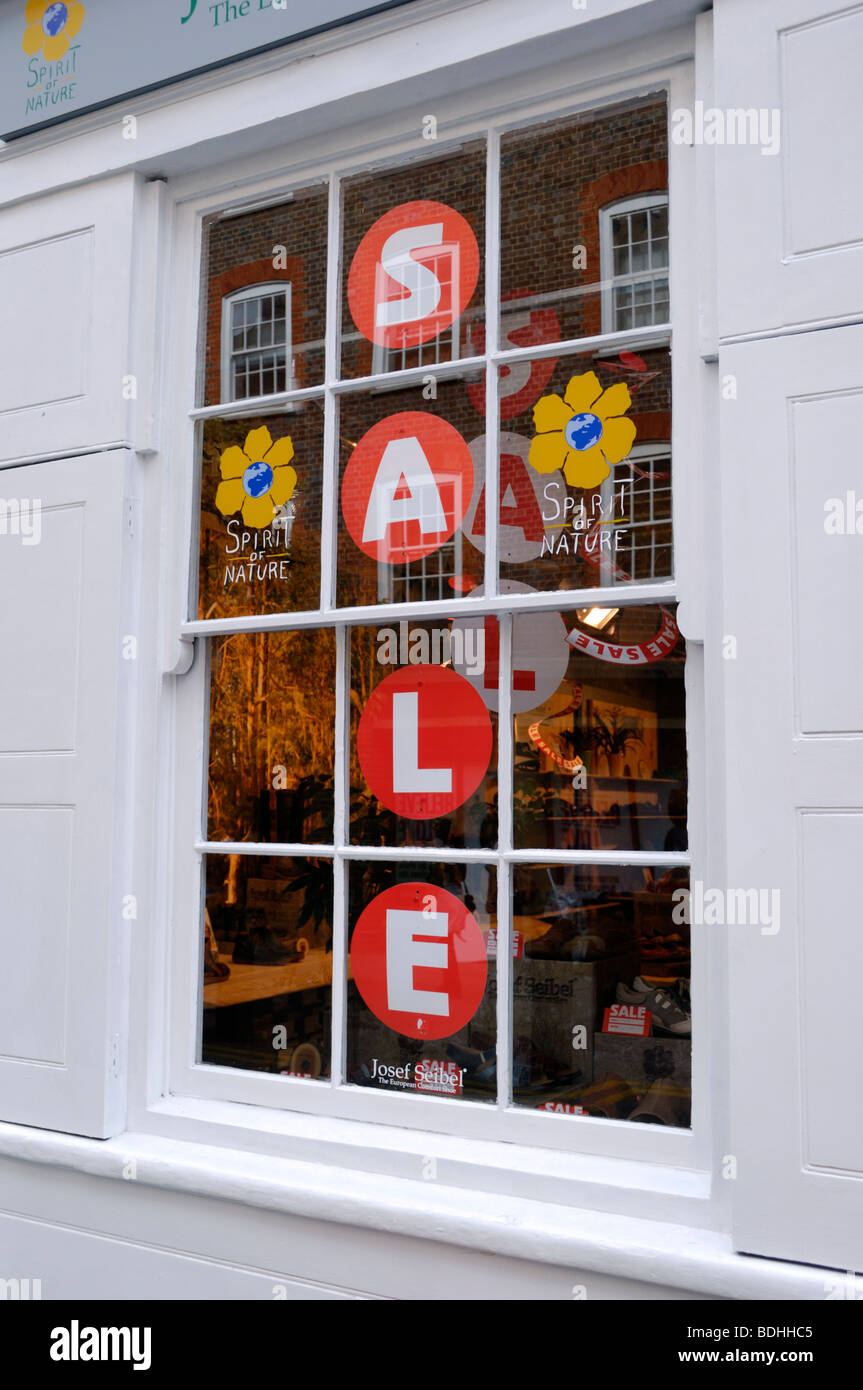 Sale sign in UK shop window Stock Photo - Alamy