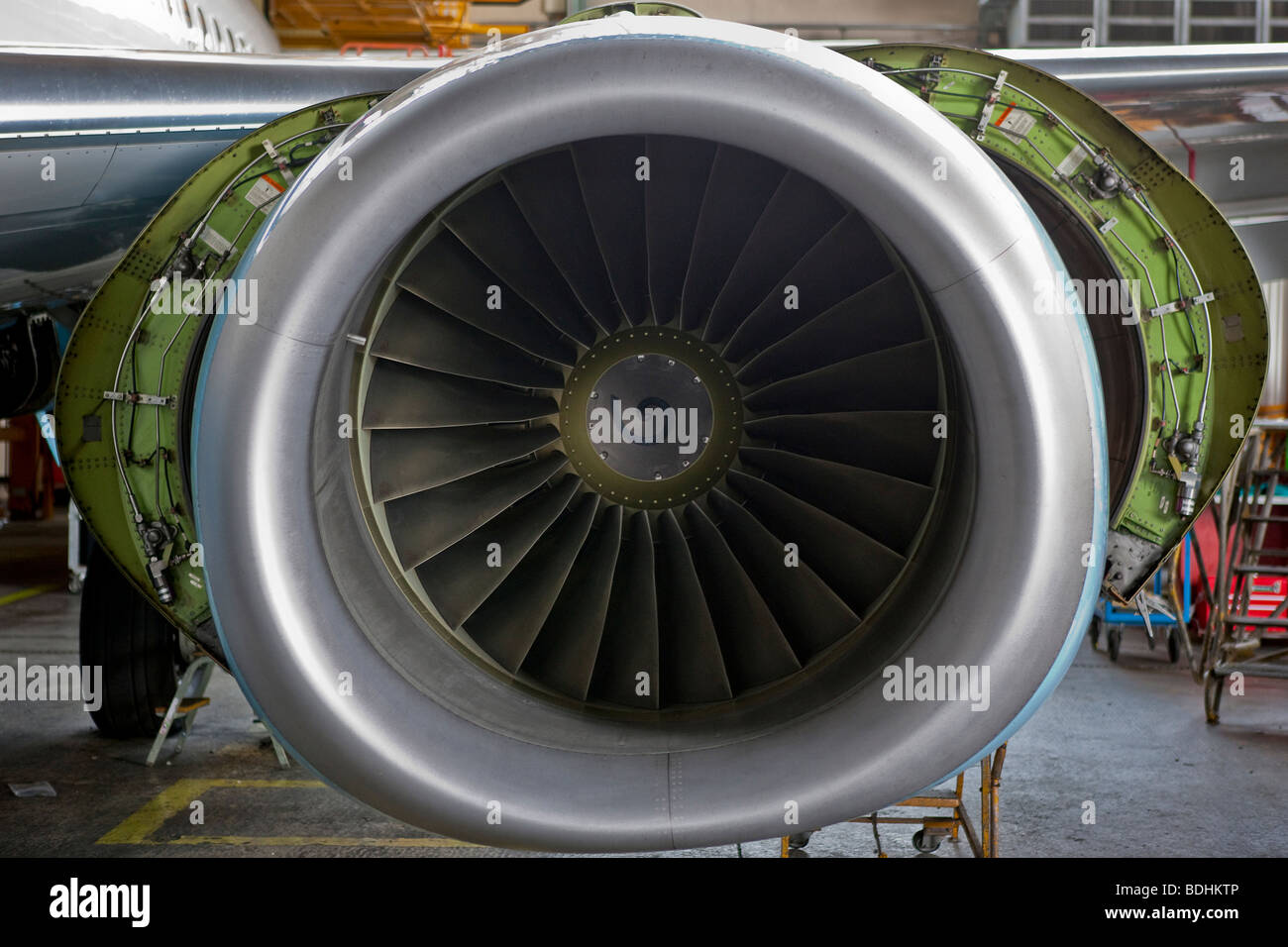 View into a the jet engine of a commercial airliner Stock Photo - Alamy