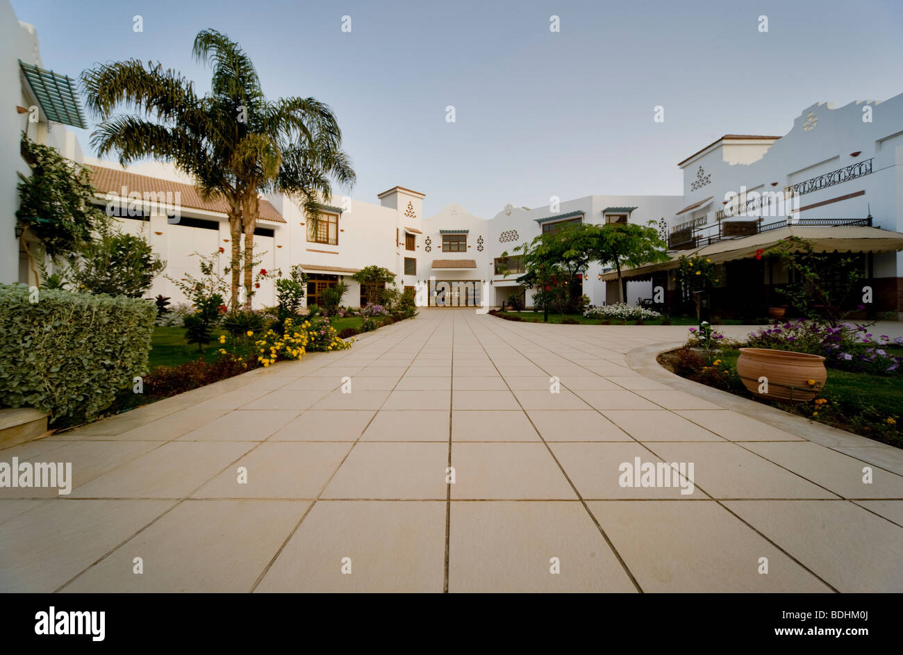 Tropical resort - a view showing the reception building Stock Photo - Alamy